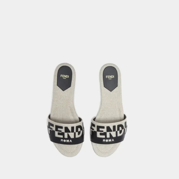Fendi Vitello Canvas Signature Flat Slide – styleonlinestore.com